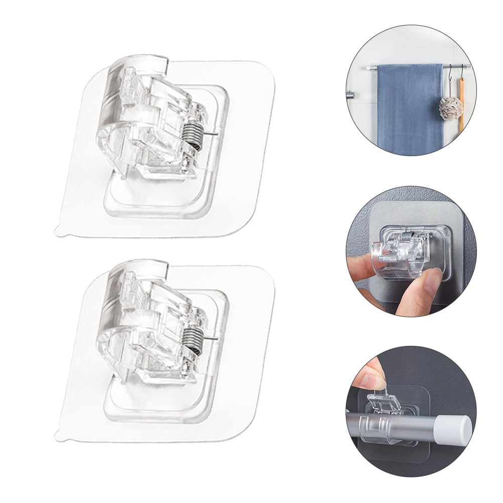 USHOBE Rod Fixing 2Set Curtain Rod Hooks Transparent For Telescoping ...