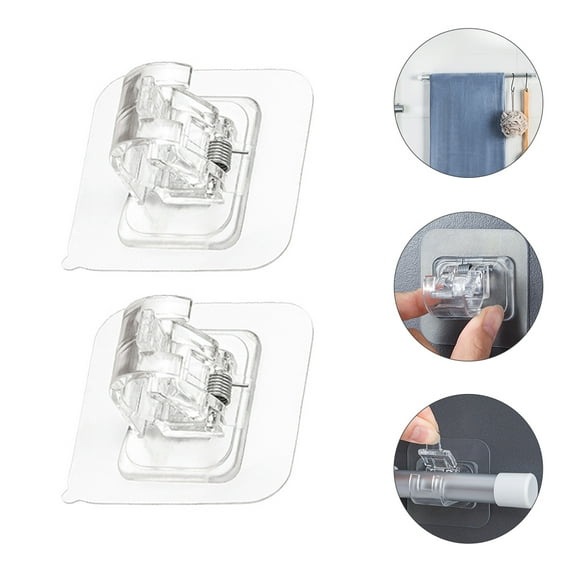 USHOBE Rod Fixing 2Set Curtain Rod Hooks Transparent For Telescoping ...