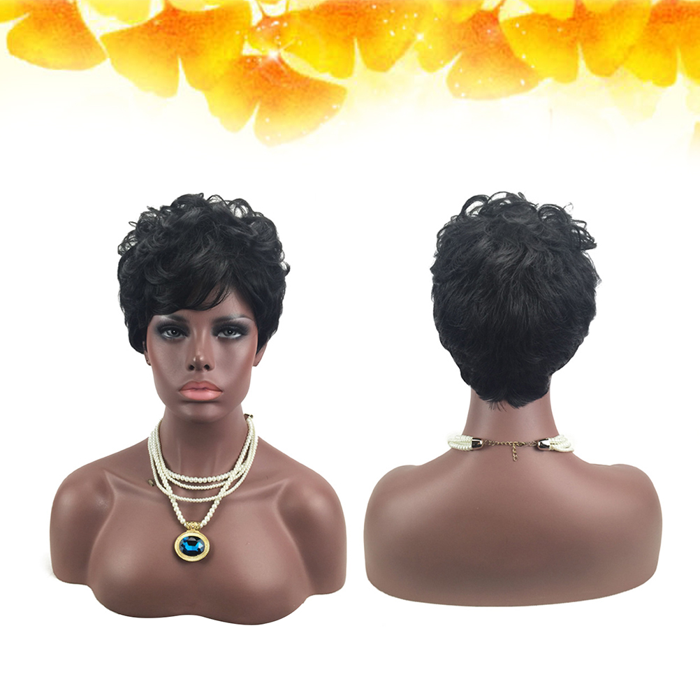 USHOBE Short Hair Wigs 1Pack Black Curly Design for African Women Daily ...