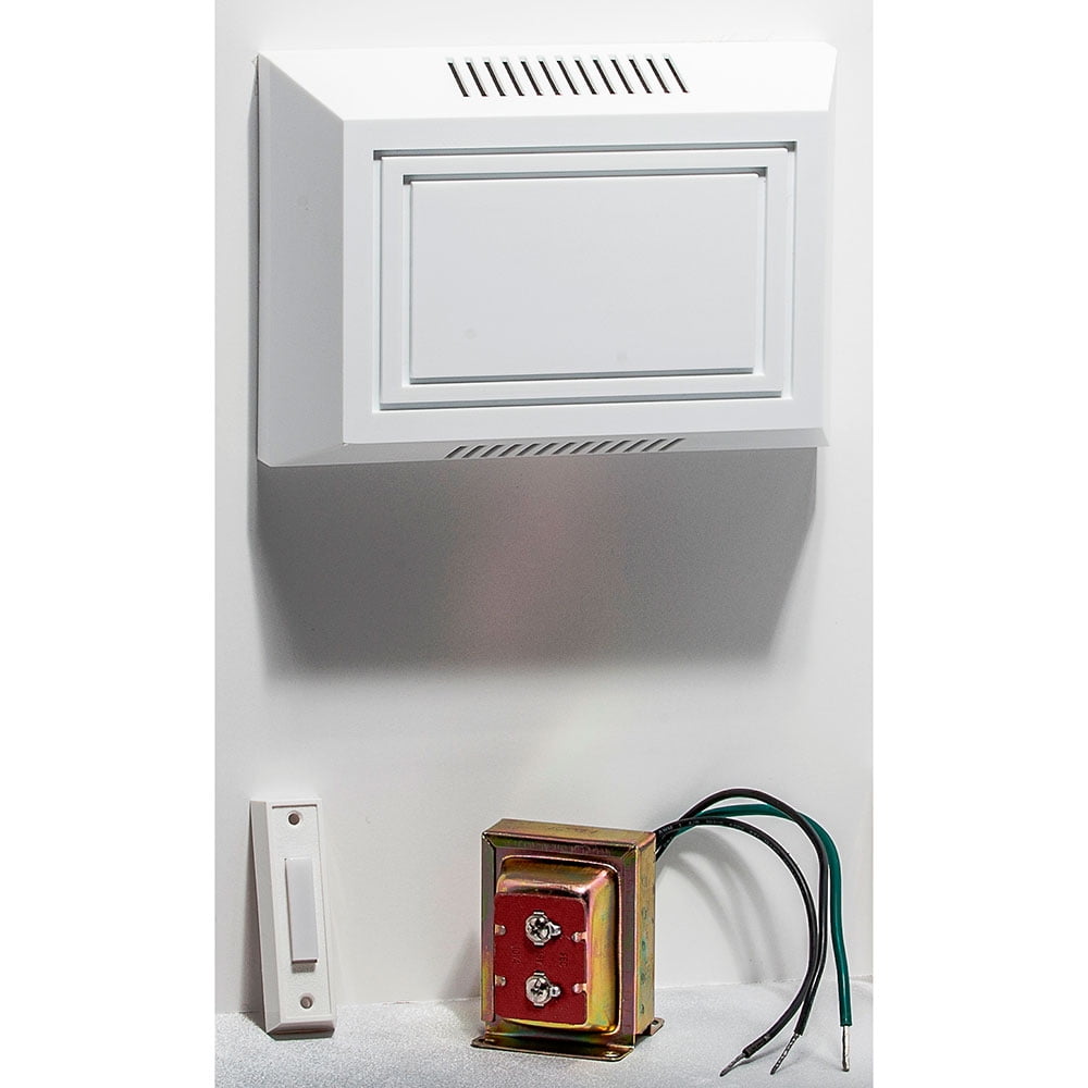 USI Electric Builder Wired-In Dual Tone Chime Kit with One Push Button ...