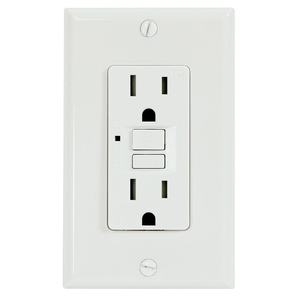 USI G1315TRWH 15 Amp Standard GFCI, Tamper Resistant Duplex Wall Outlet ...