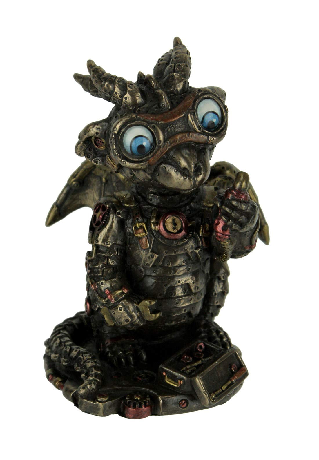 USI Steampunk Dragon Tinkerer w/Goggles Mechanical Gear Figurine ...