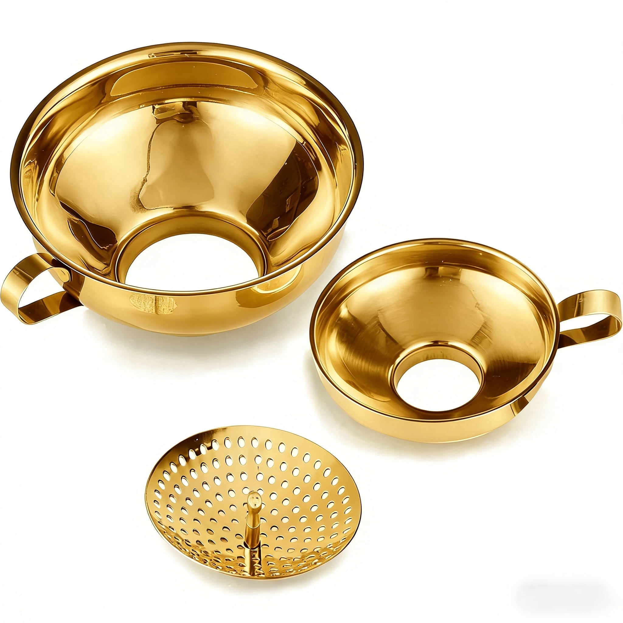 USIONE 3-Pack Stainless Steel Canning Funnel with Strainer - Golden ...