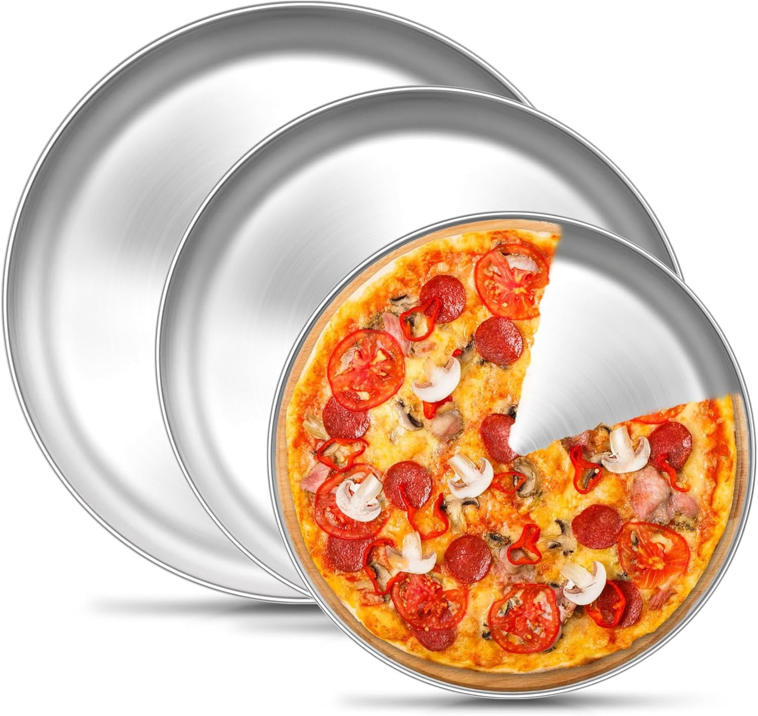 USIONE 8/10/12 Inch Stainless Steel Pizza Pan Set - 3 Sizes Round ...