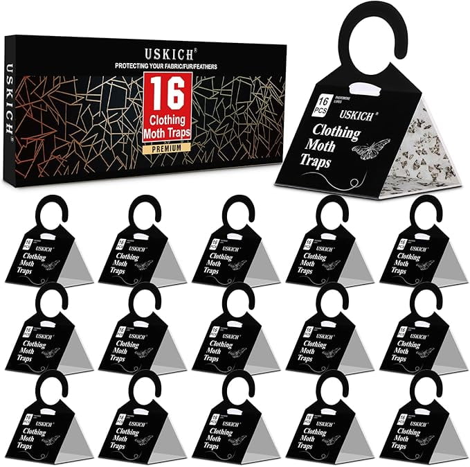 USKICH Clothes Moth Traps with Strength Pheromones |Sticky Glue Trap ...