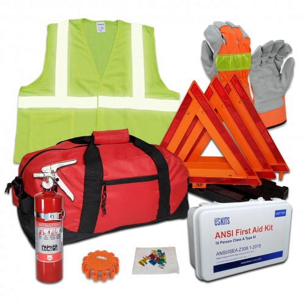 USKITS DOT OSHA Compliant Hi-Viz Kit with 1A10BC Fire Extinguishers and ...