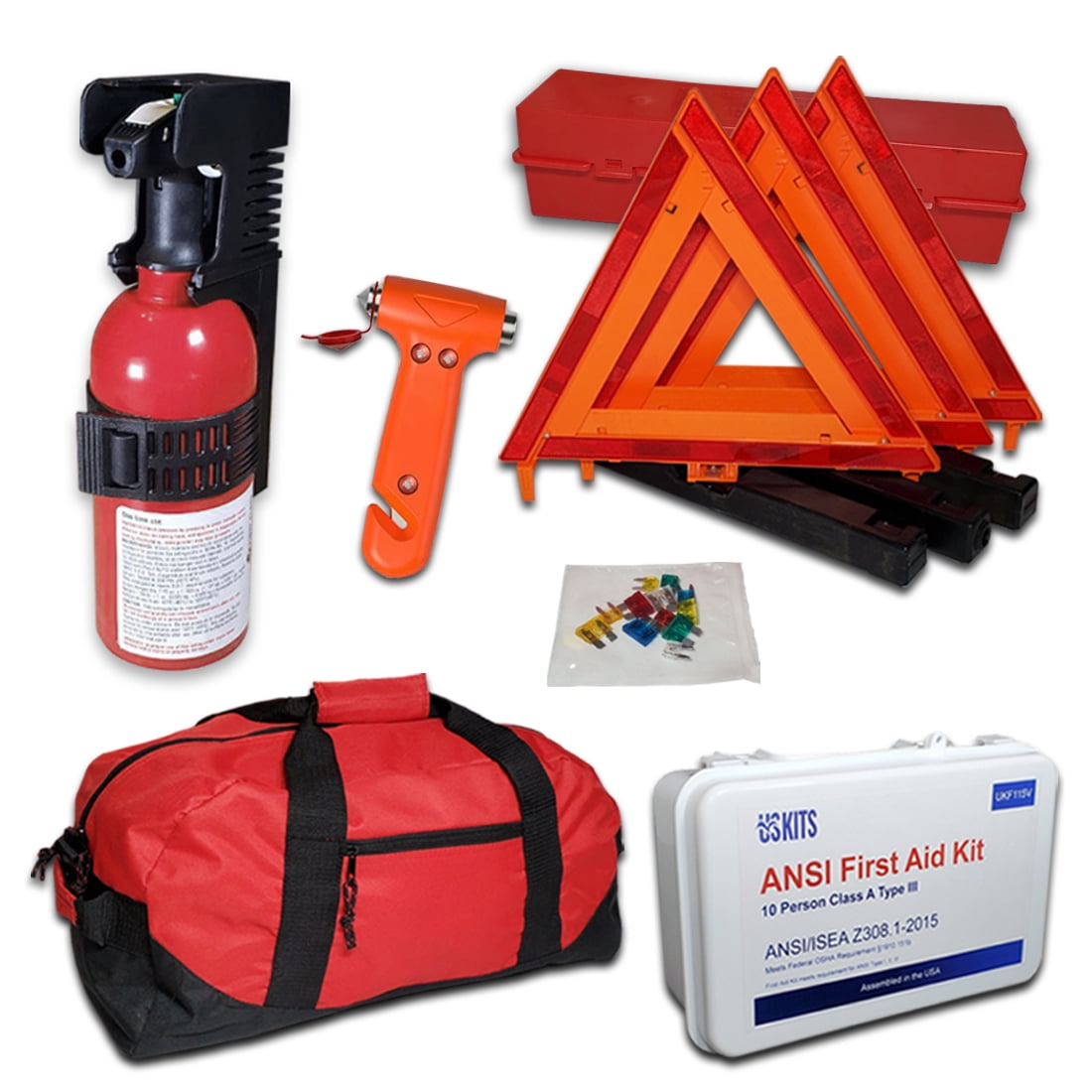 USSafetyKits DOT Truck Safety Kit, Fire Extinguisher, Warning Triangles ...