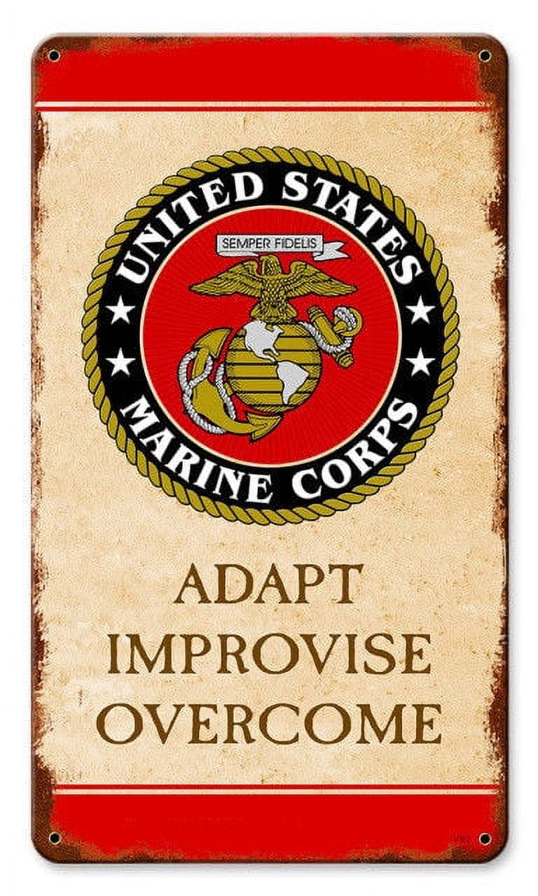 USMC "Adapt Improvise Overcome" Metal Sign, United States Marine Corps ...