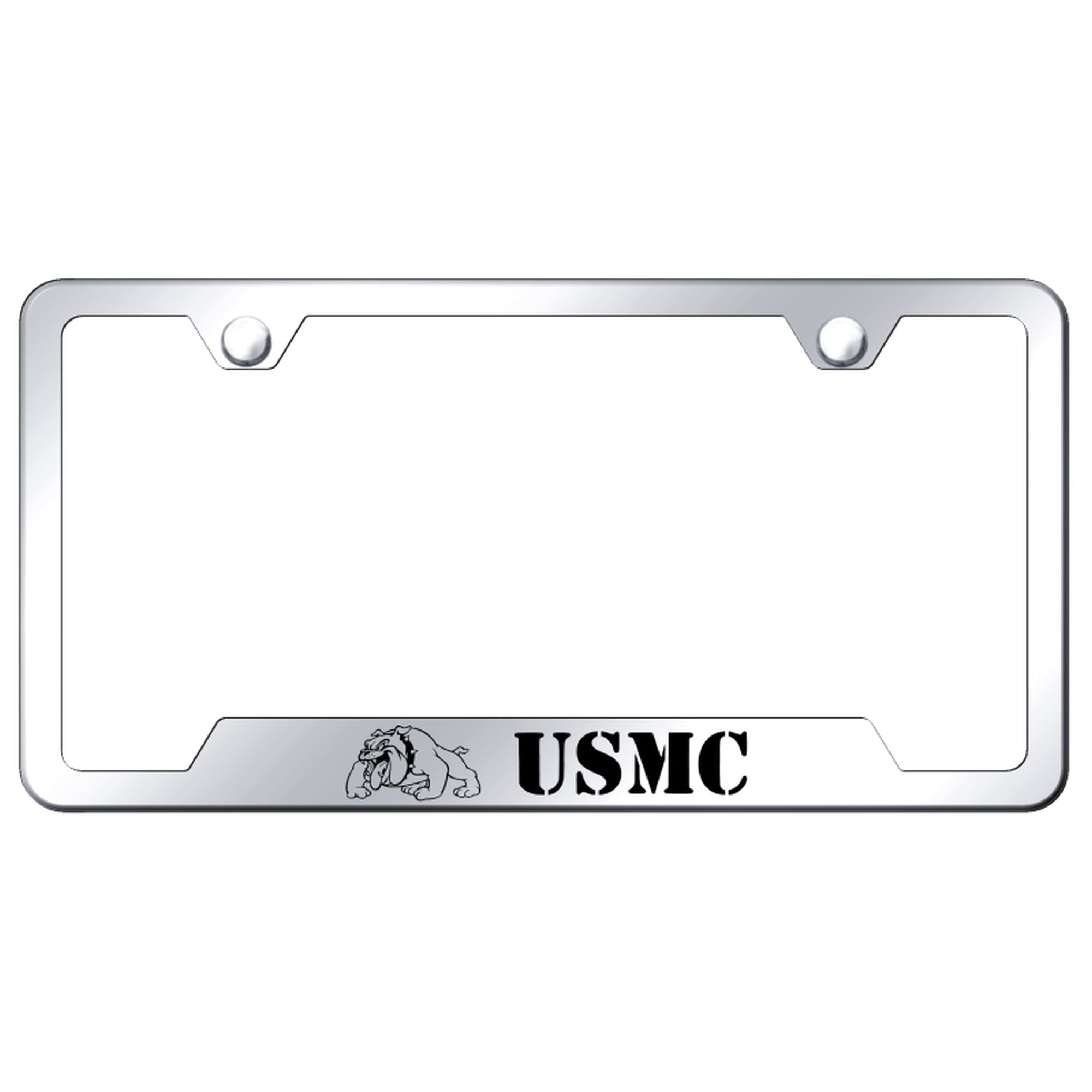 USMC Bulldog Laser Etched Logo Cut-Out License Plate Frame (Chrome ...