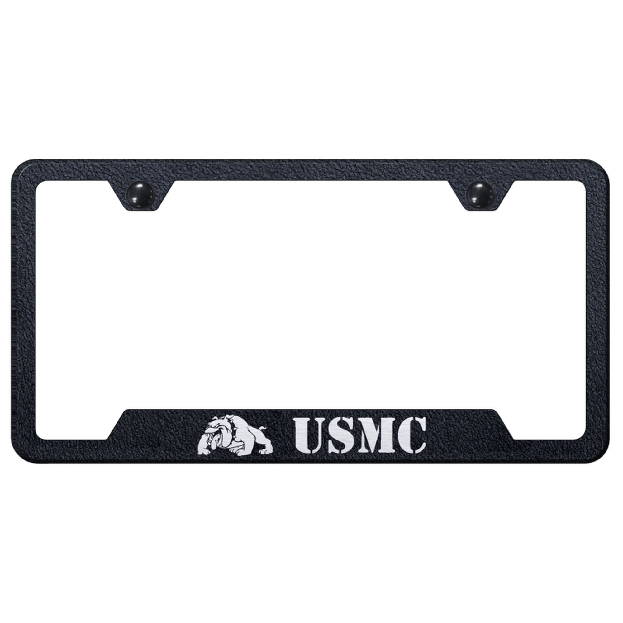 USMC Bulldog Laser Etched Logo Cut-Out License Plate Frame (Rugged ...