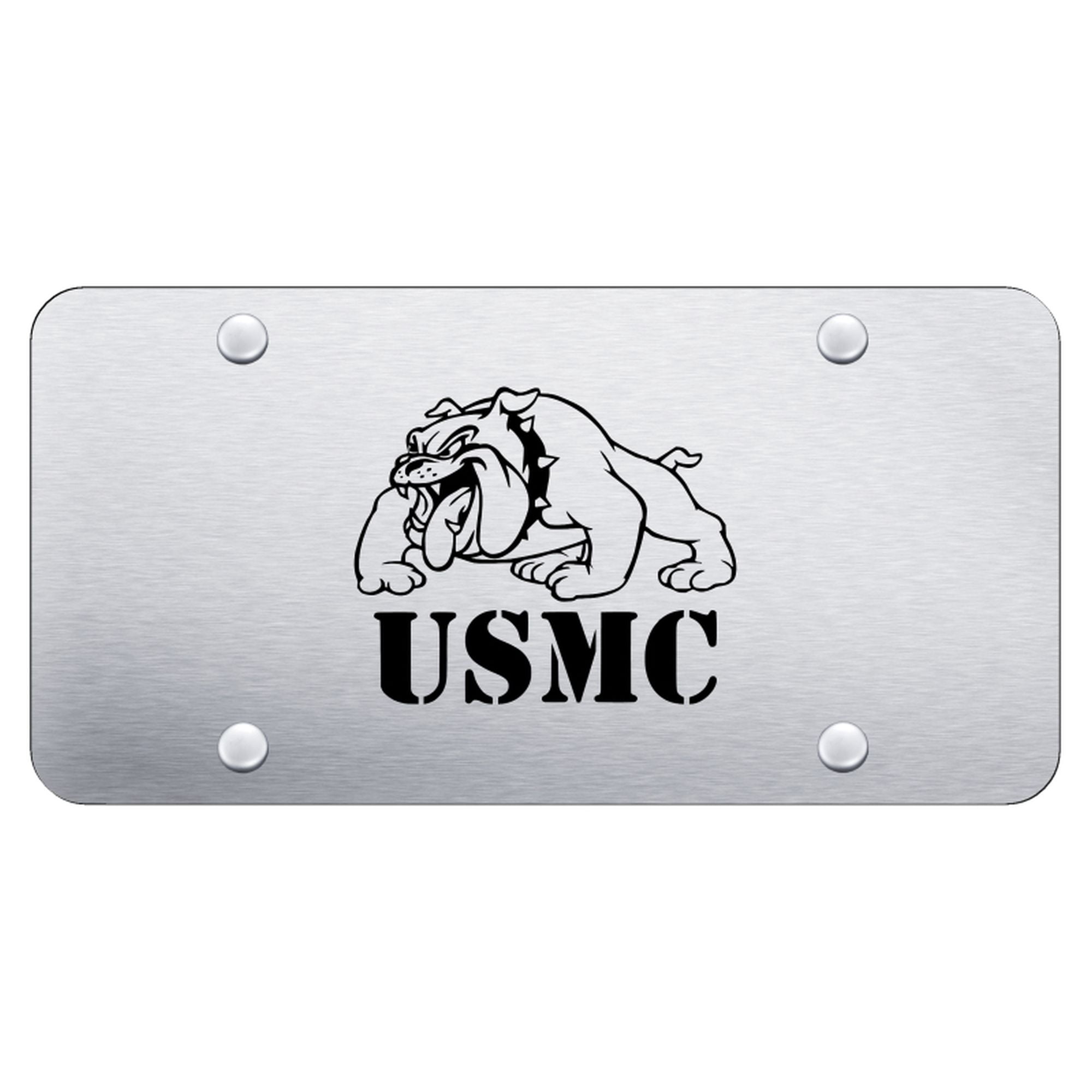 USMC Bulldog Laser Etched Logo License Plate (Brushed Chrome) - Walmart.com