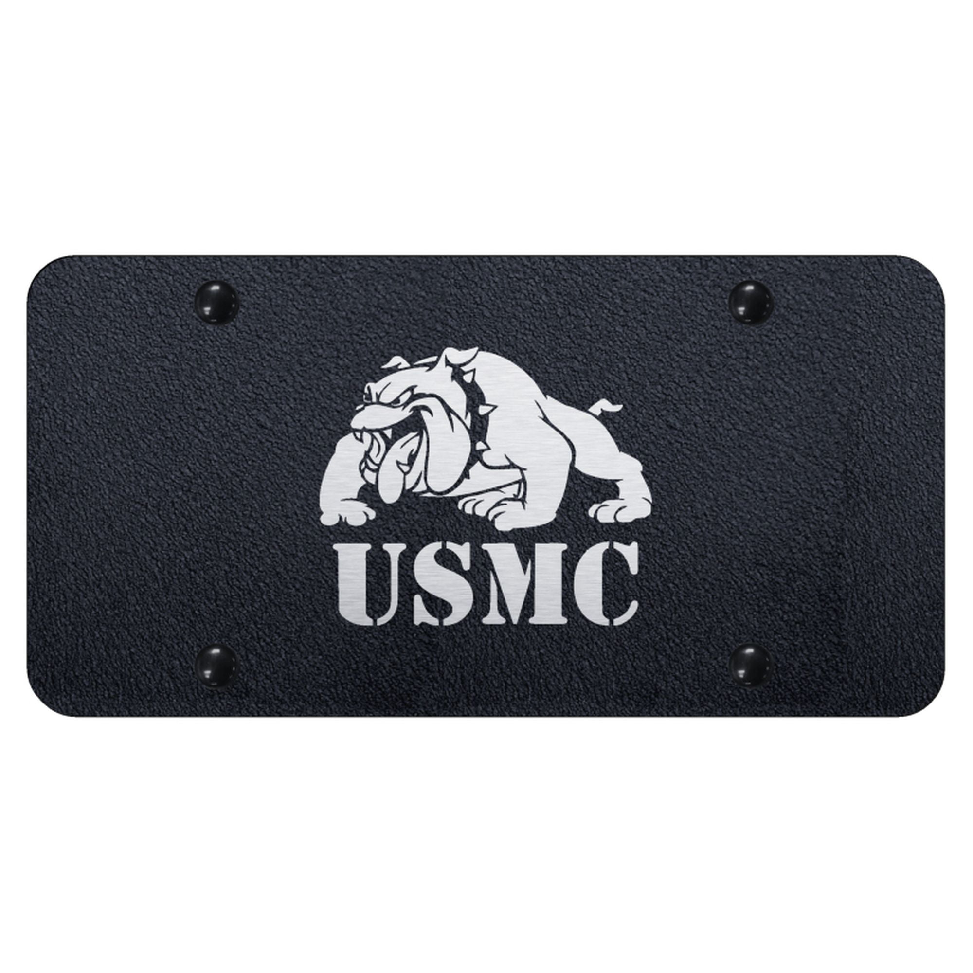 USMC Bulldog Laser Etched Logo License Plate (Rugged Black) - Walmart.com
