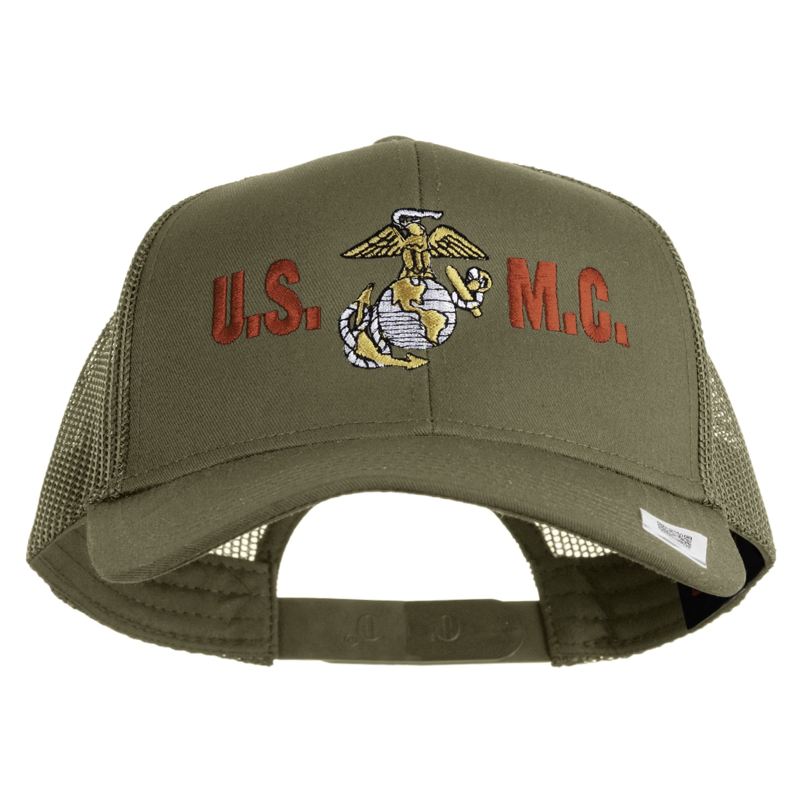 USMC Design Embroidered Solid Cotton Twill Mesh Prostyle Cap - Khaki ...