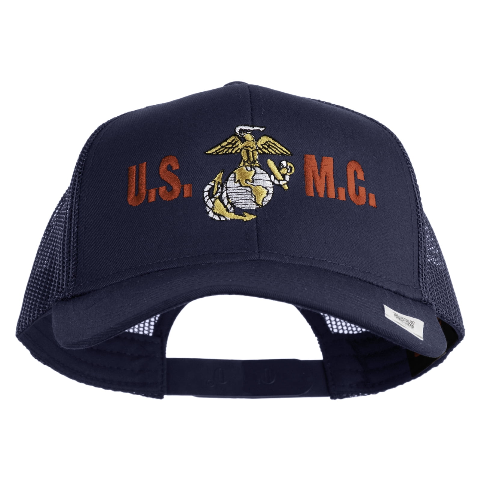 USMC Design Embroidered Solid Cotton Twill Mesh Prostyle Cap - Navy ...