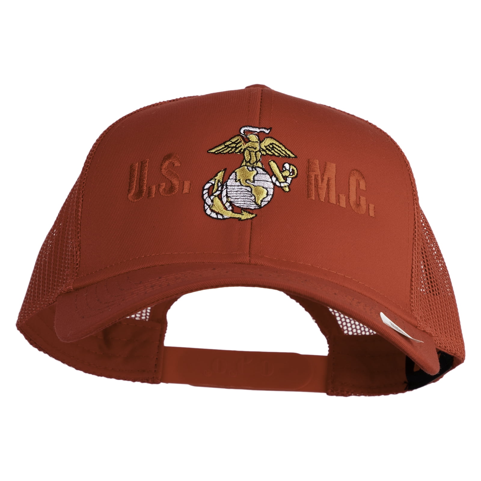 USMC Design Embroidered Solid Cotton Twill Mesh Prostyle Cap - Red OSFM ...