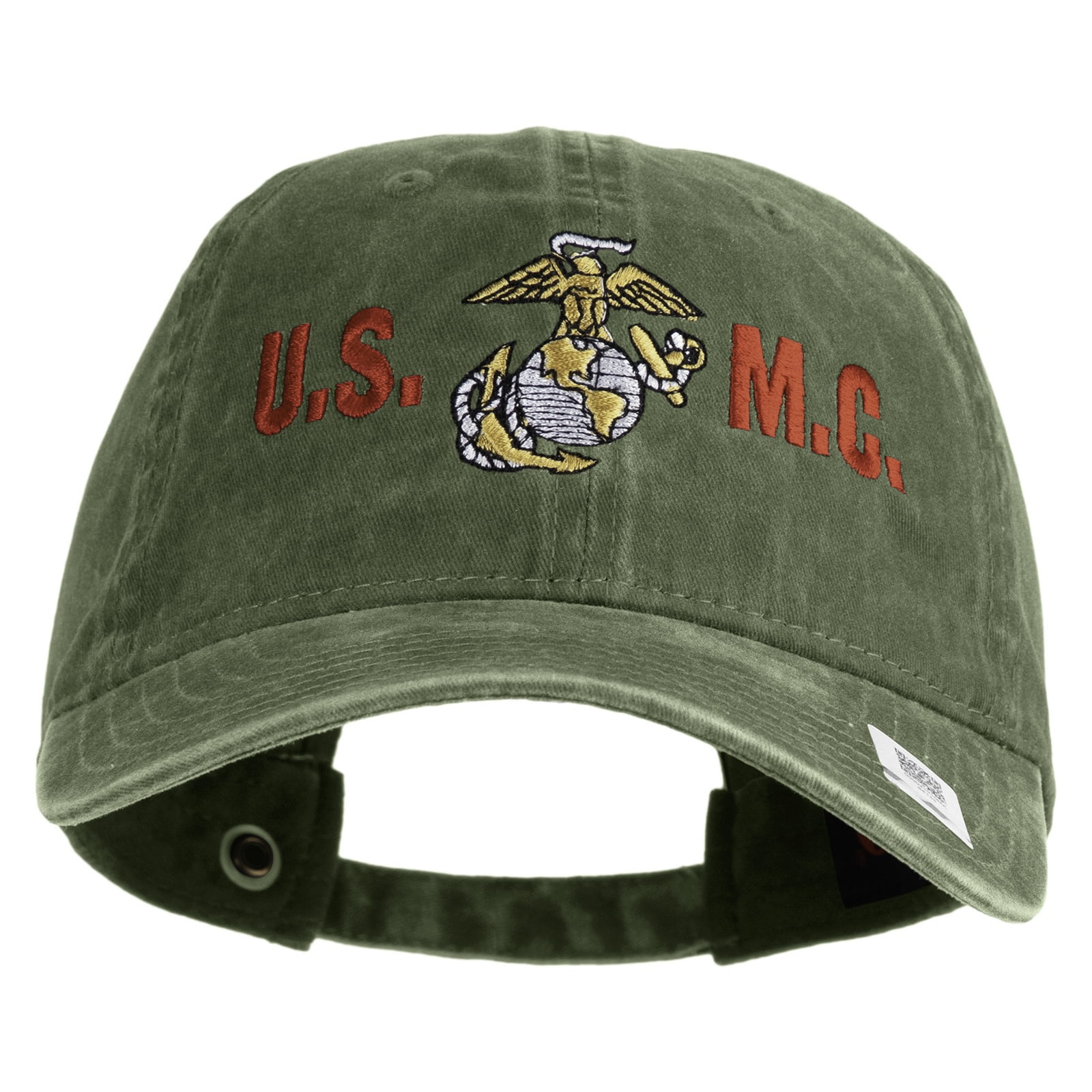 USMC Design Embroidered Washed Solid Pigment Dyed Cotton Twill Brass ...