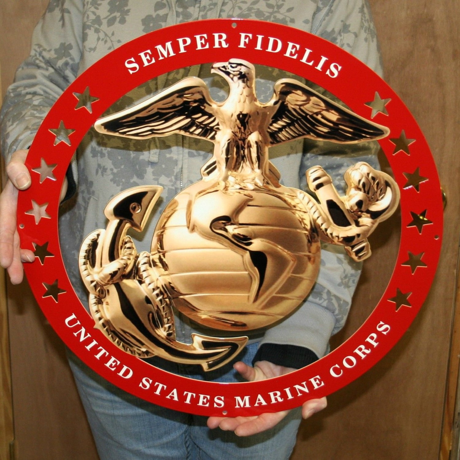 USMC Enlisted EGA Round Large Wall Emblem, 19"x19" Marine Corps Semper ...