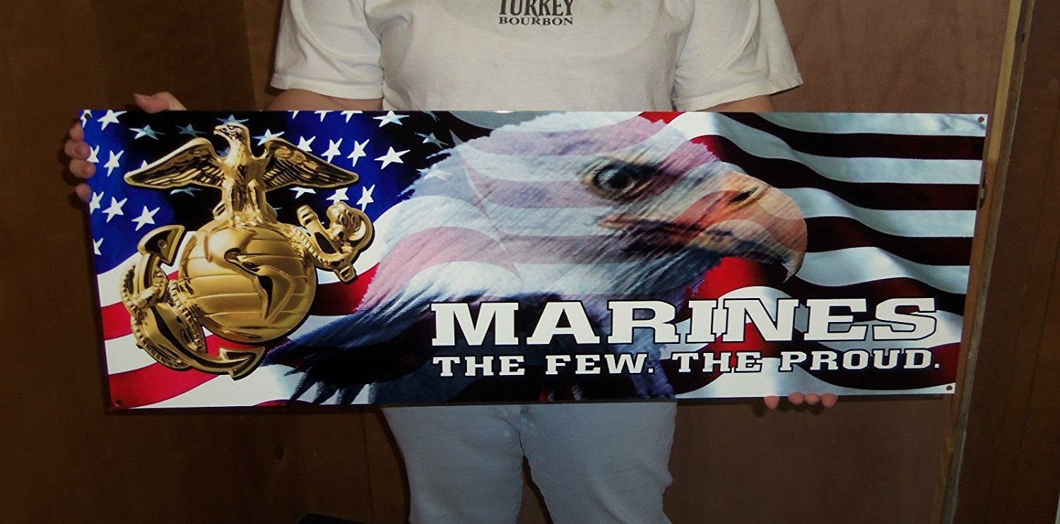 USMC Enlisted EGA w/ Flag and Eagle Large Metal Wall Hanging Sign : 35 ...