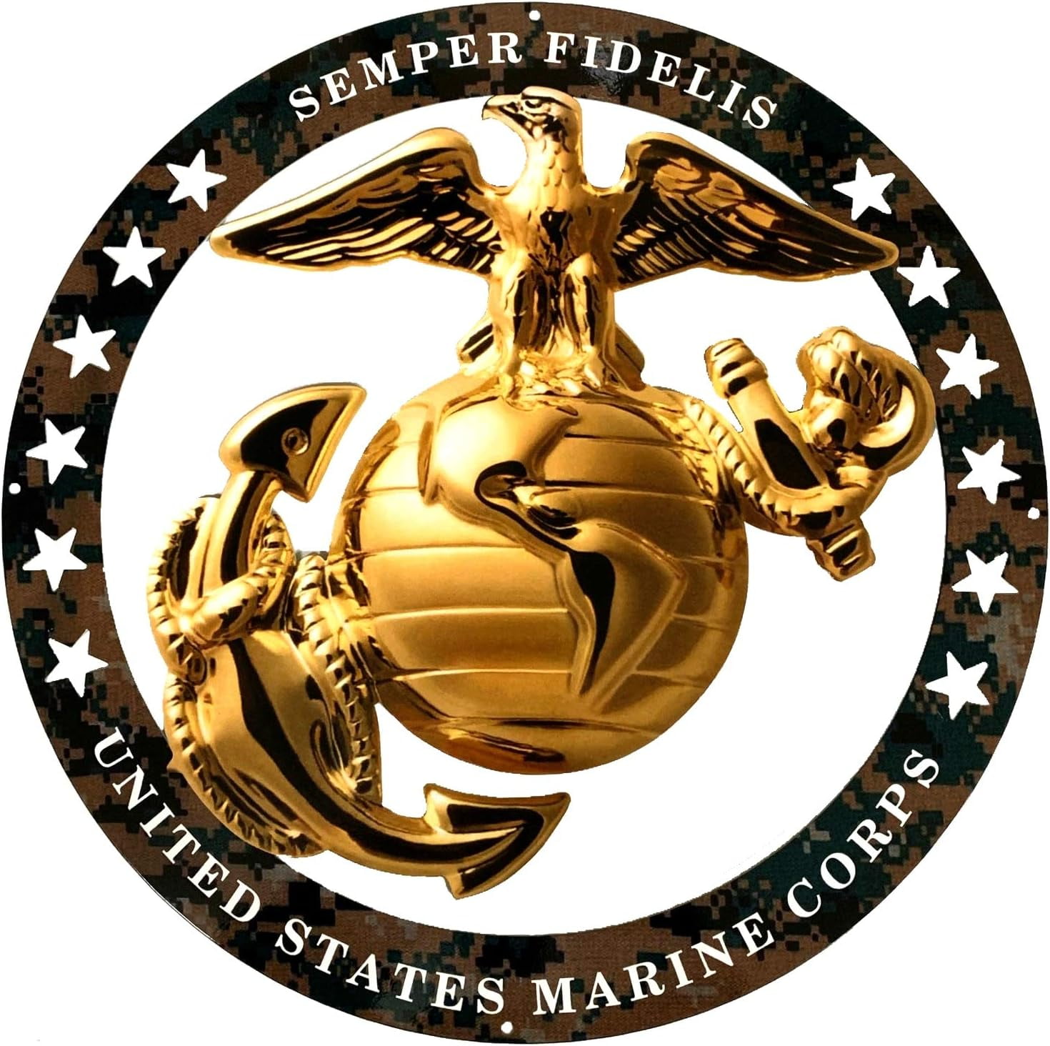 USMC Enlisted Round Large Wall Emblem Camouflage 19"x19" Marine Corps ...
