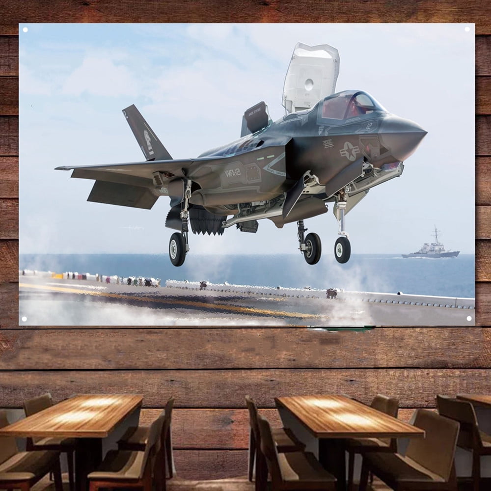 USMC F-35B Airplane Banner & Flag - Military Wall Art Poster For Room ...
