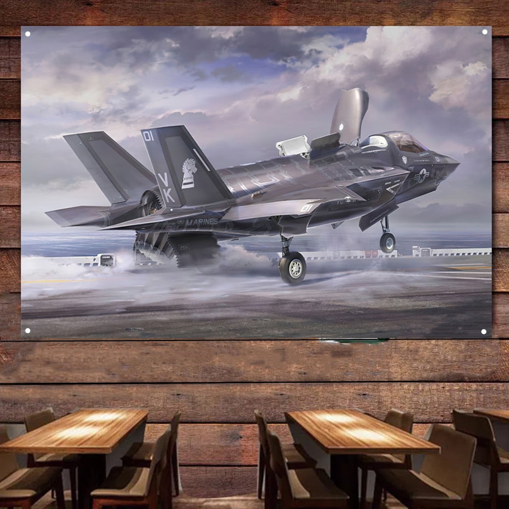USMC F-35B Fighter Jet Wall Decor Tapestry - Attack Aircraft Canvas ...