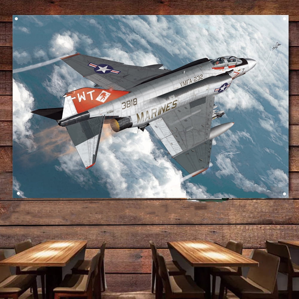 USMC F-4J Fighter Poster Wall Flag - Air Force Attack Aircraft Canvas ...