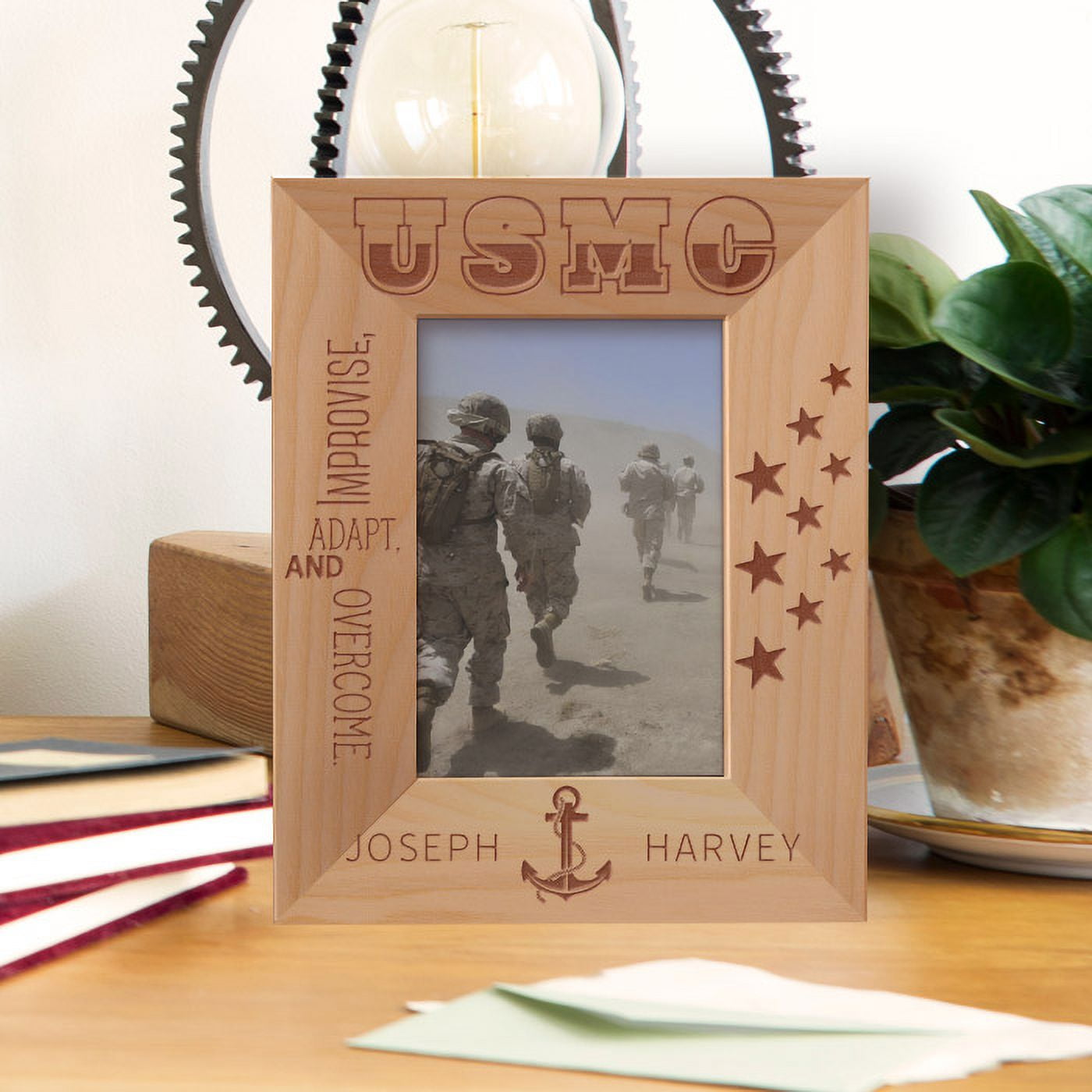 USMC Improvise, Adapt, And Overcome Personalized Wooden Frame 3 1/2" x ...