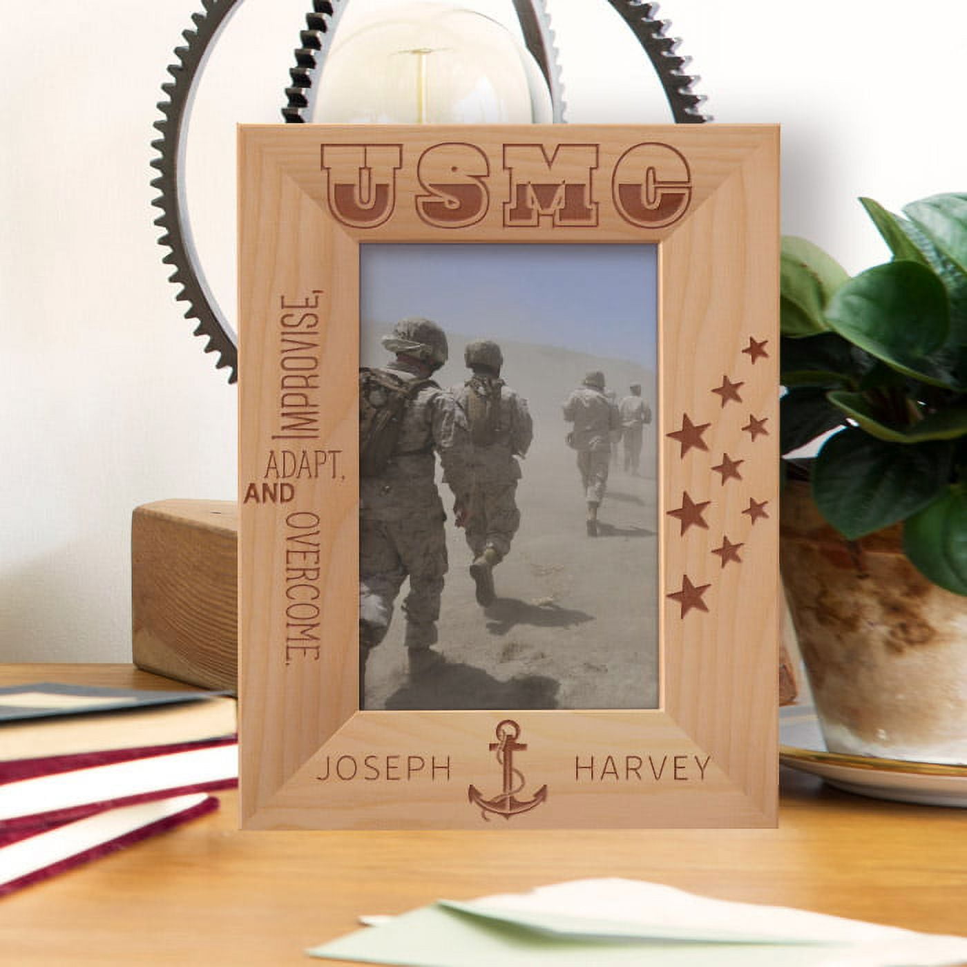 USMC Improvise, Adapt, And Overcome Personalized Wooden Frame 4" x 6 ...