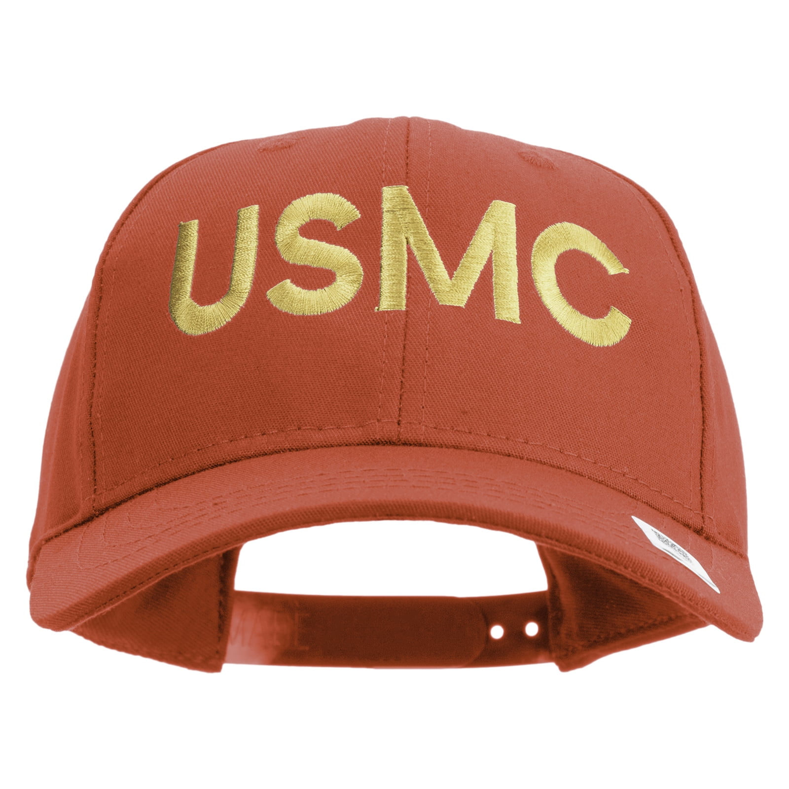 USMC Letter Embroidered 6 Panel Structured Cotton Twill Cap Made in USA ...