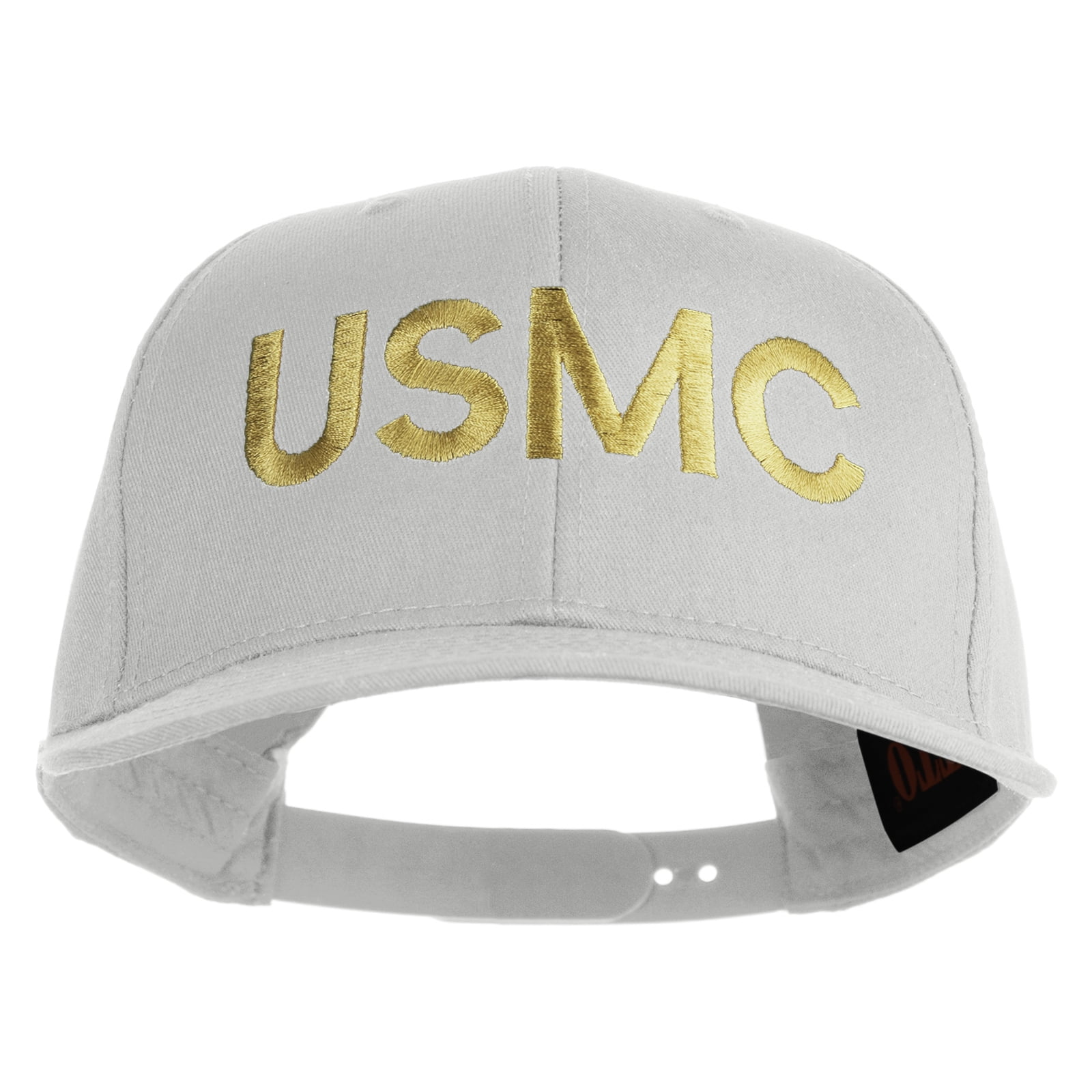USMC Letter Embroidered Solid Cotton Twill Pro Style Cap - White OSFM ...