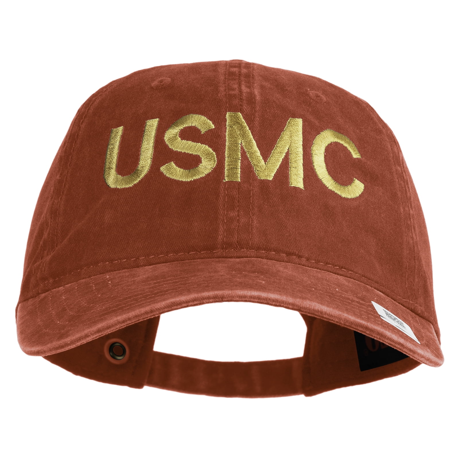 USMC Letter Embroidered Washed Solid Pigment Dyed Cotton Twill Brass ...