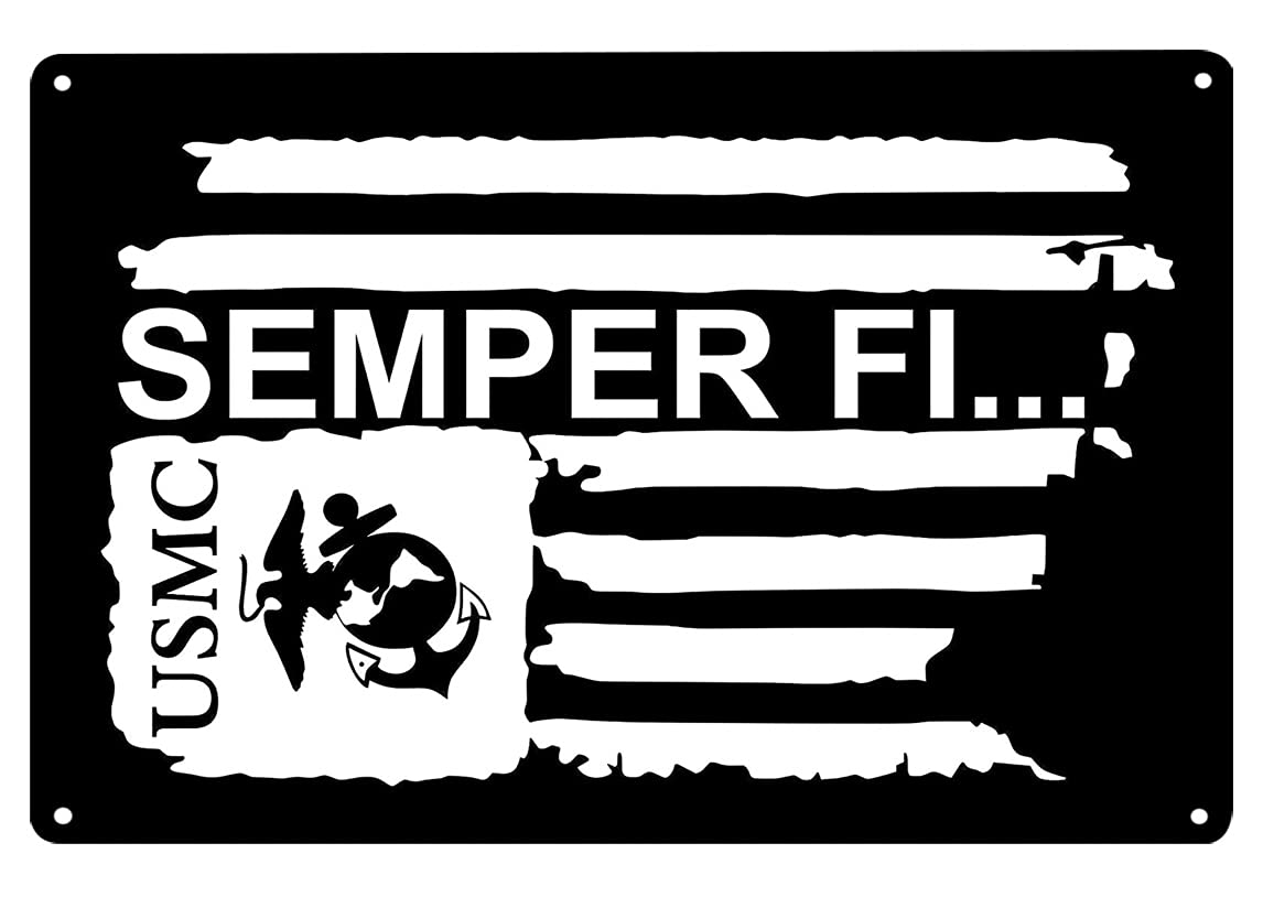 USMC Logo Sign USMC Semper Fi vintage Aluminium Metal Sign Hanging wall ...