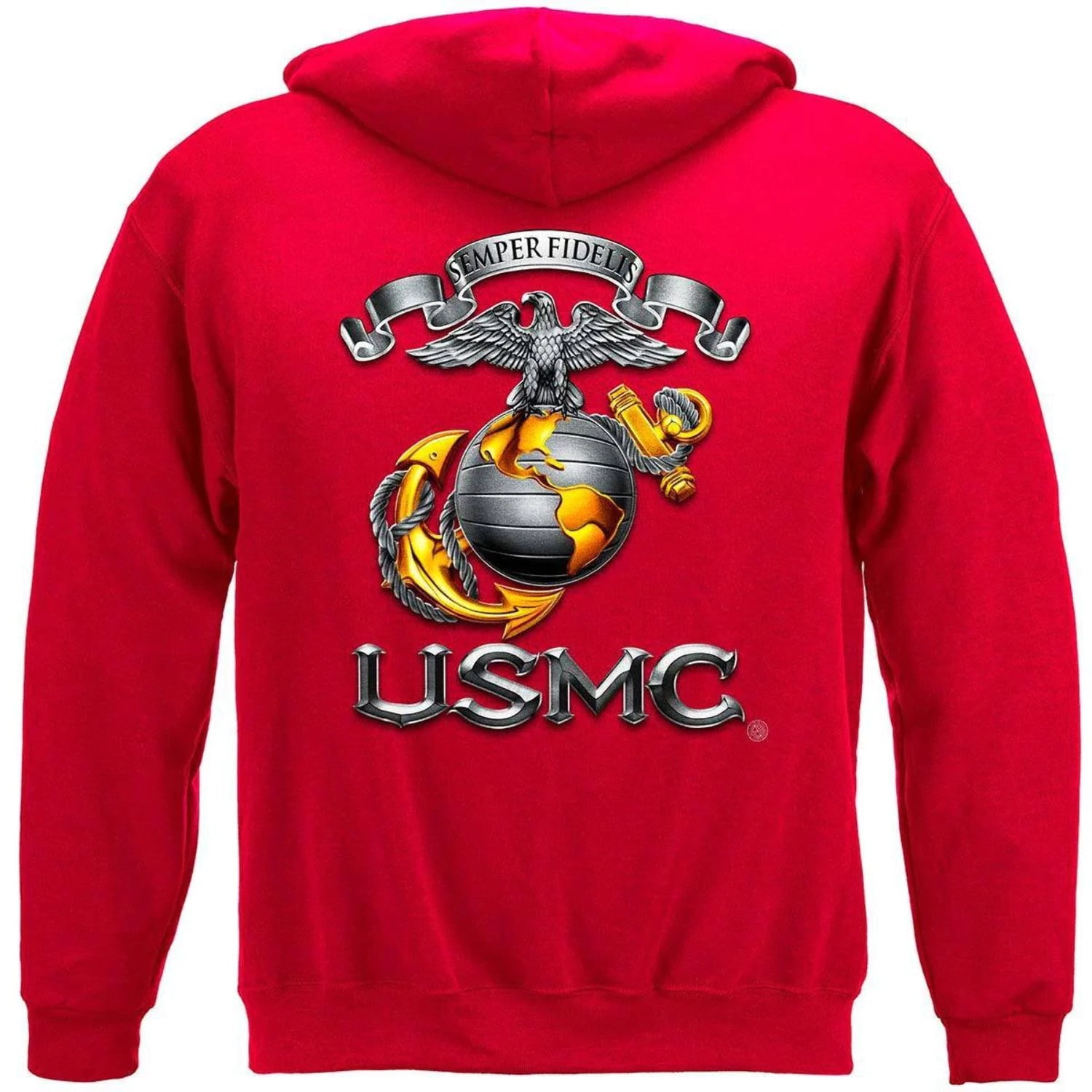 USMC Marine Corps Semper Fidelis Hooded Sweatshirt by , Red, 2XL ...
