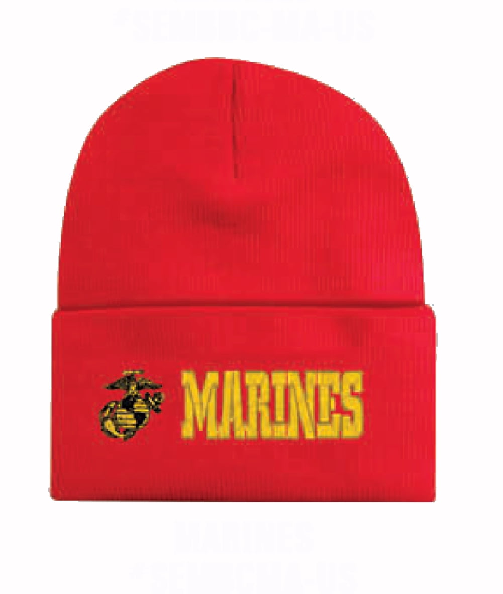 USMC Marines Emblem Red Cuffed Beanie Cap Hat - Walmart.com