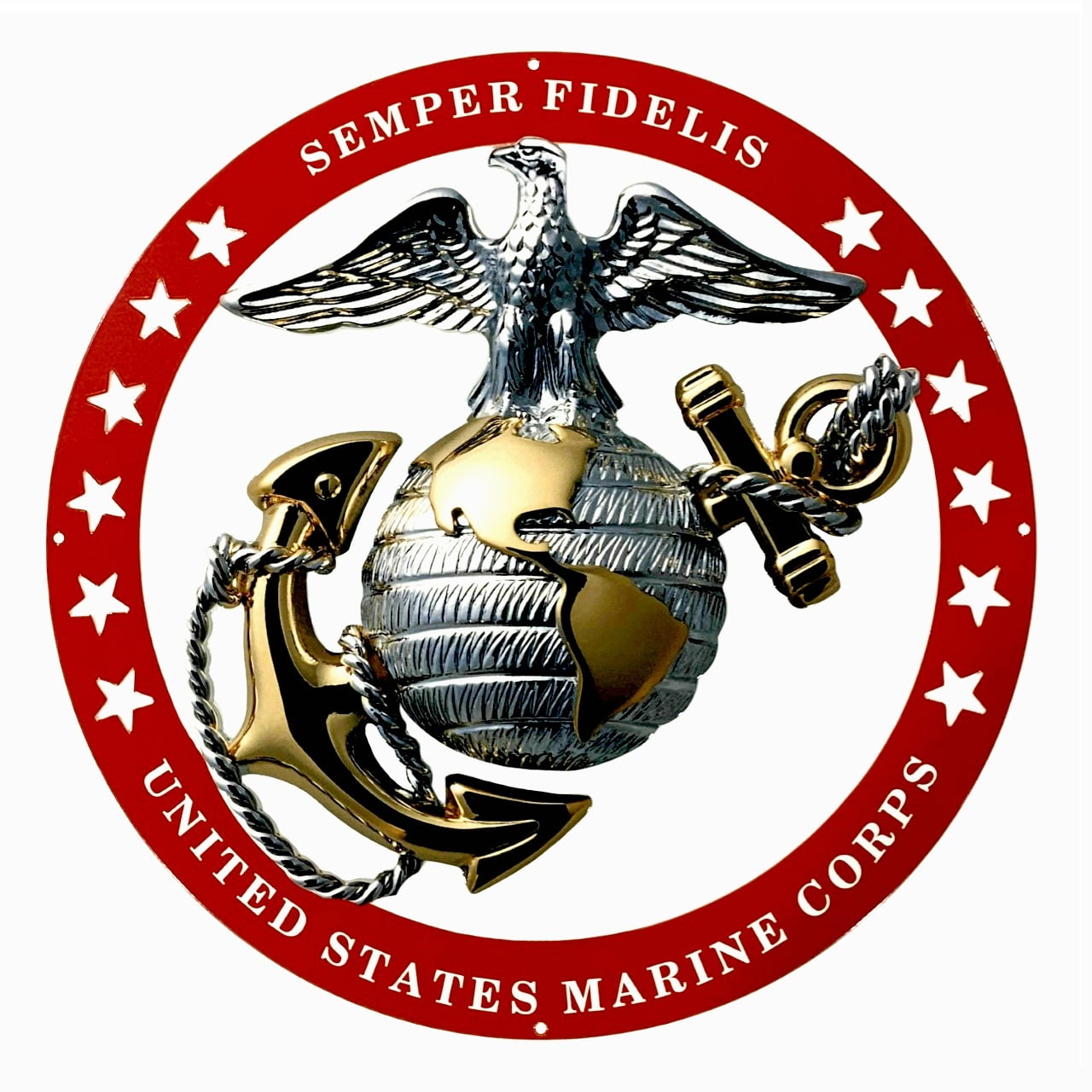 USMC Officer Round Large Wall Emblem RED Circle 19"x19" Marine Corps ...
