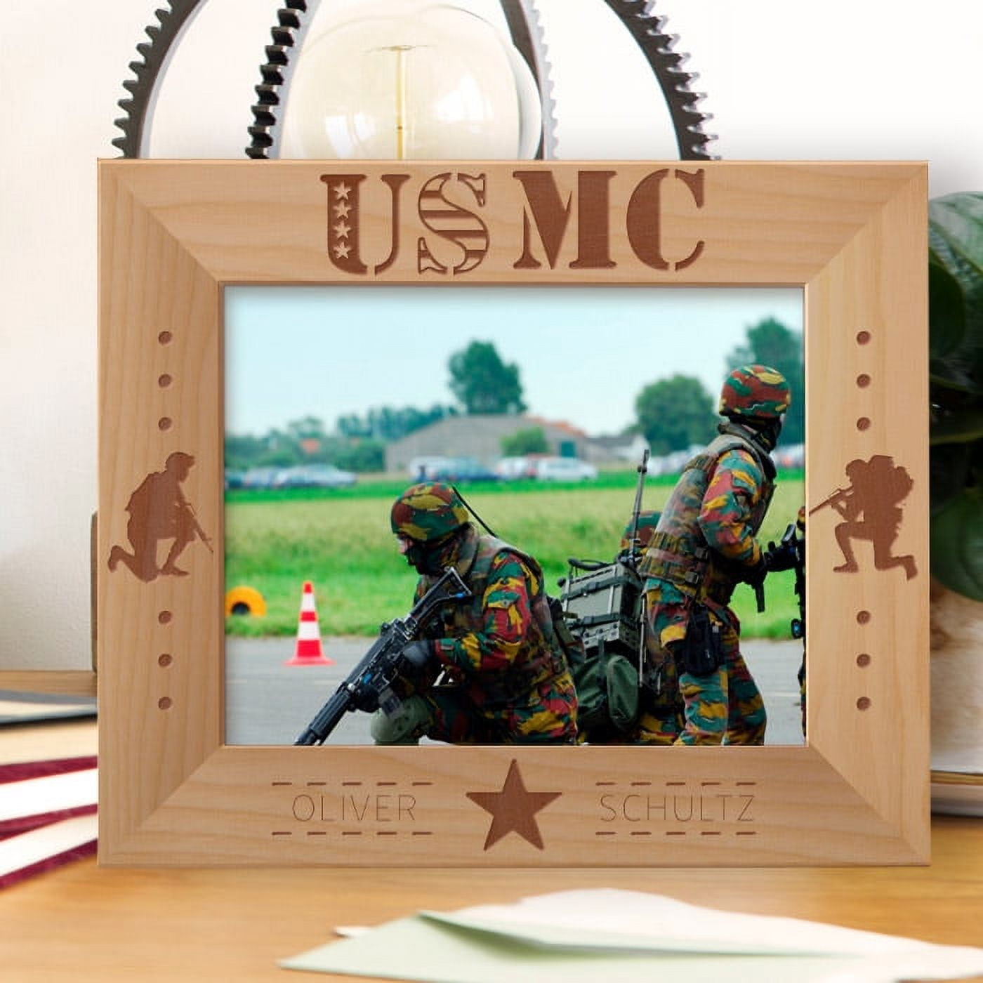 USMC Personalized Wooden Frame-10" x 8" Brown Horizontal - Walmart.com