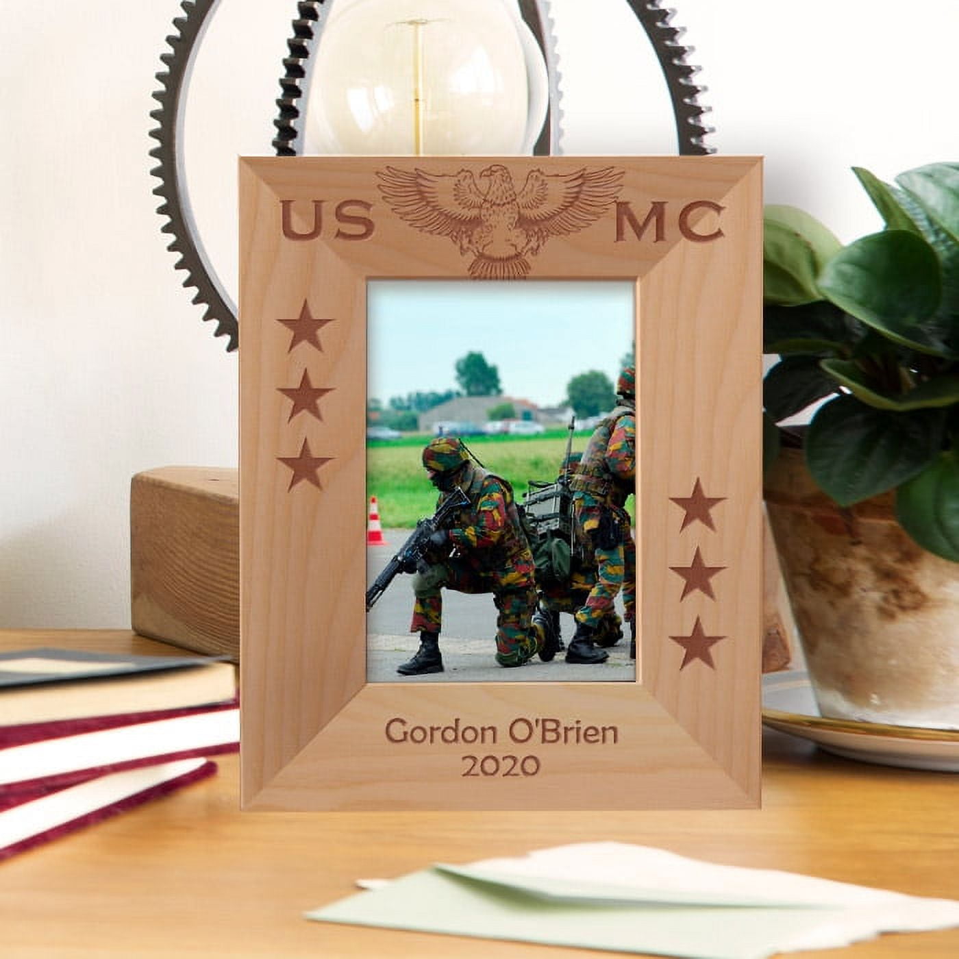 USMC Personalized Wooden Frame 3 1/2" x 5" Brown (Vertical) - Walmart.com