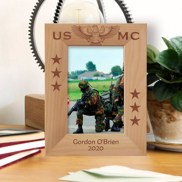 USMC Personalized Wooden Frame 4" x 6" Brown (Vertical) - Walmart.com