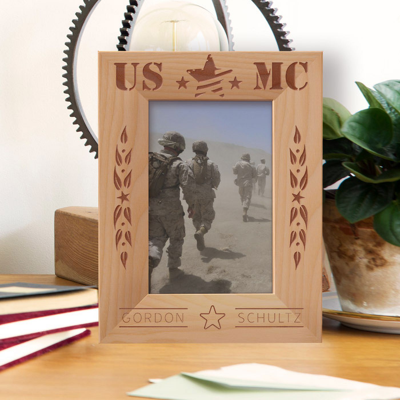 USMC Personalized Wooden Frame 4" x 6" Brown (Vertical) - Walmart.com