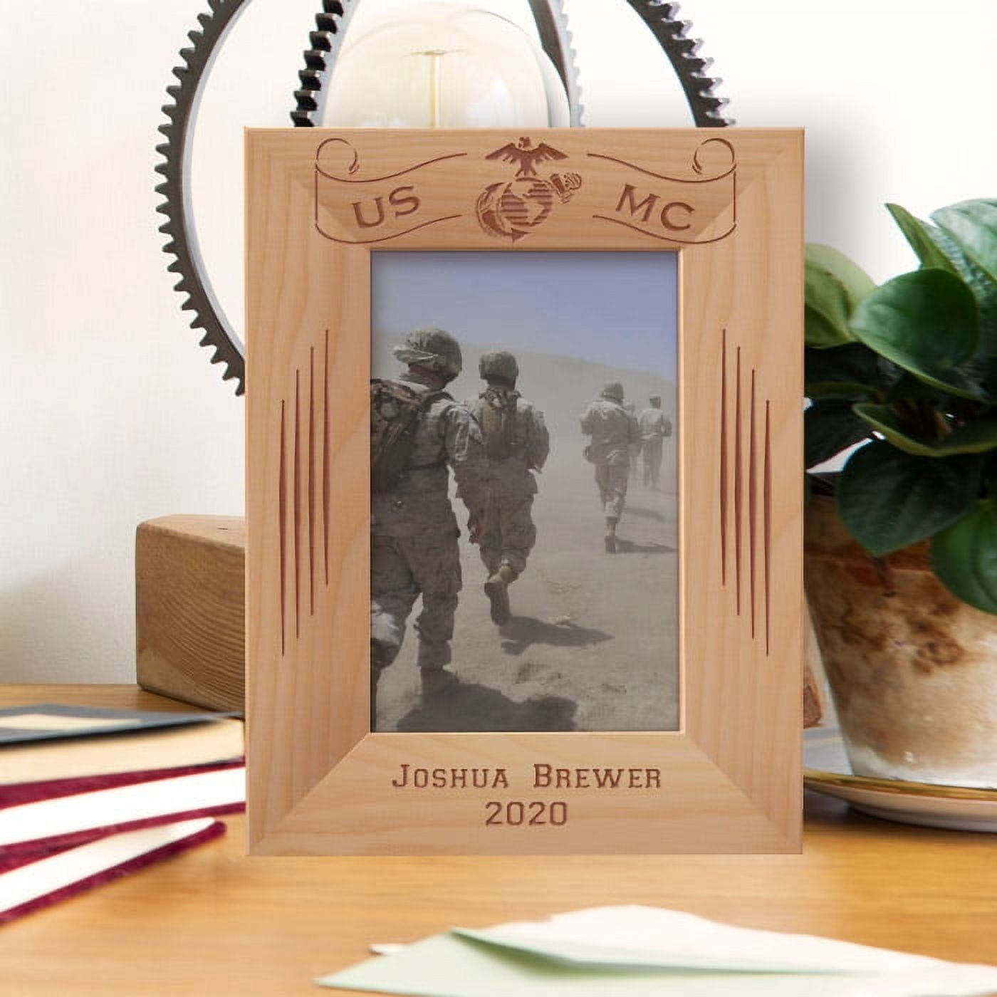 USMC Personalized Wooden Frame 4" x 6" Brown (Vertical) - Walmart.com