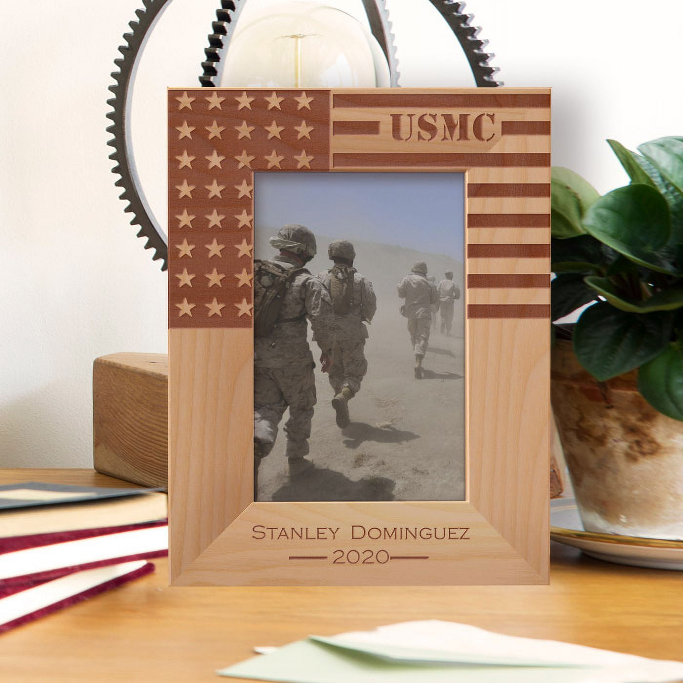 USMC Personalized Wooden Frame 4" x 6" Brown (Vertical) - Walmart.com