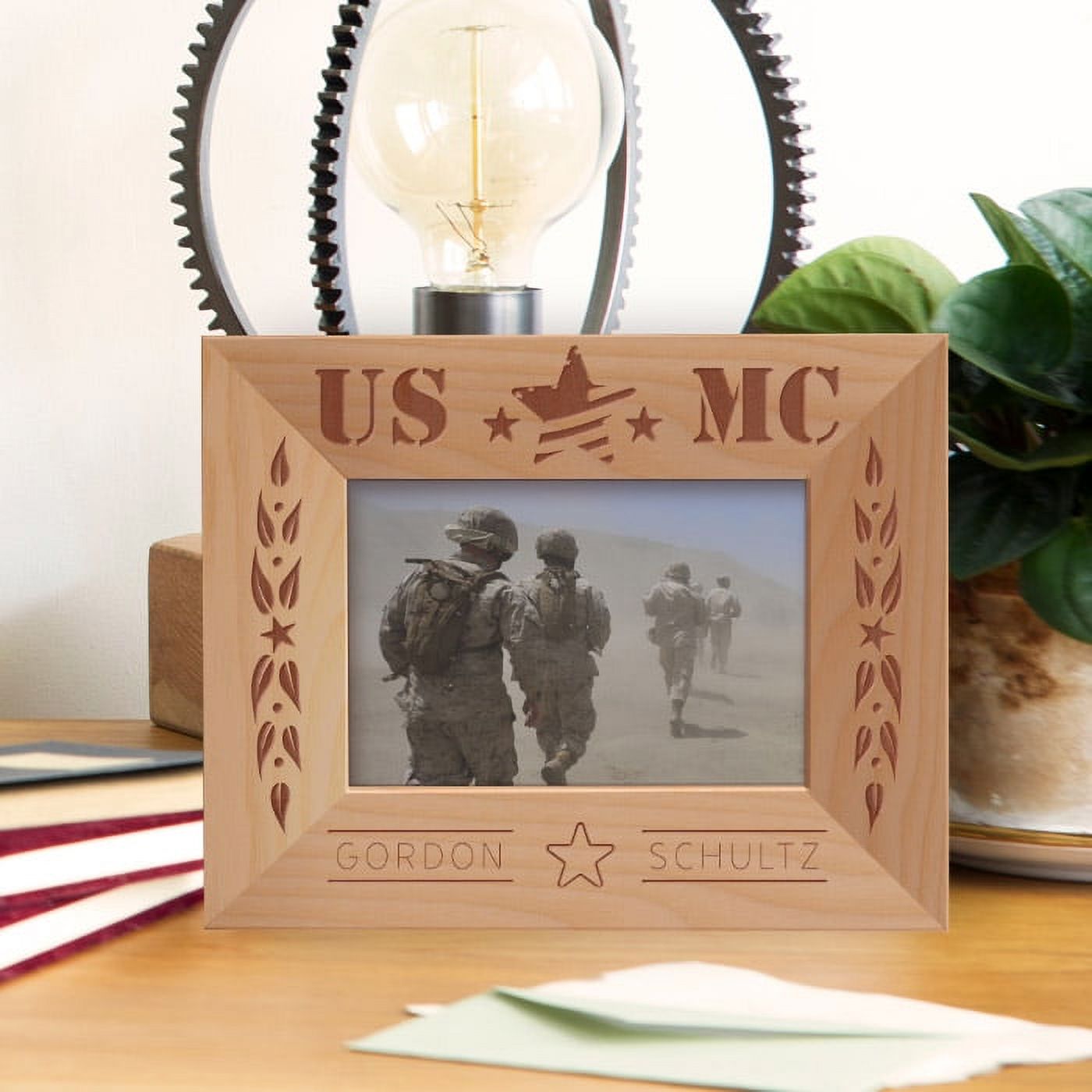 USMC Personalized Wooden Frame-5" x 3 1/2" Brown Horizontal - Walmart.com