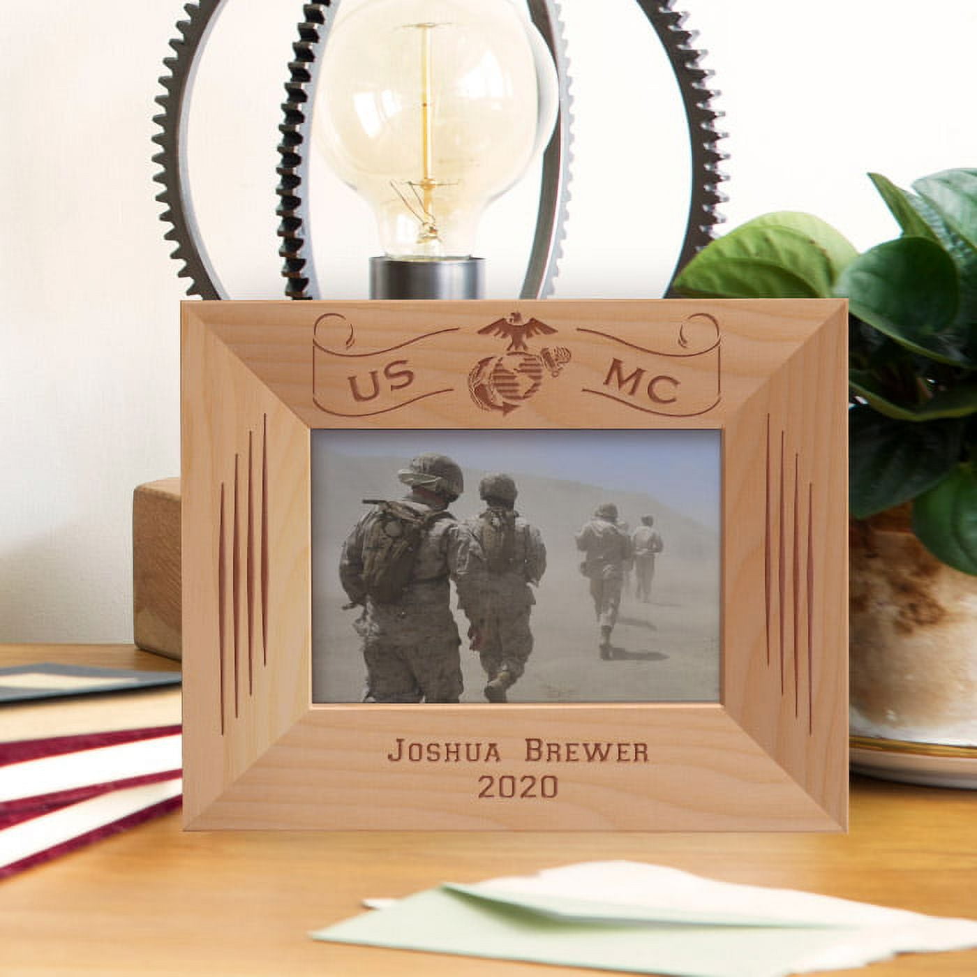 USMC Personalized Wooden Frame-5" x 3 1/2" Brown Horizontal - Walmart.com