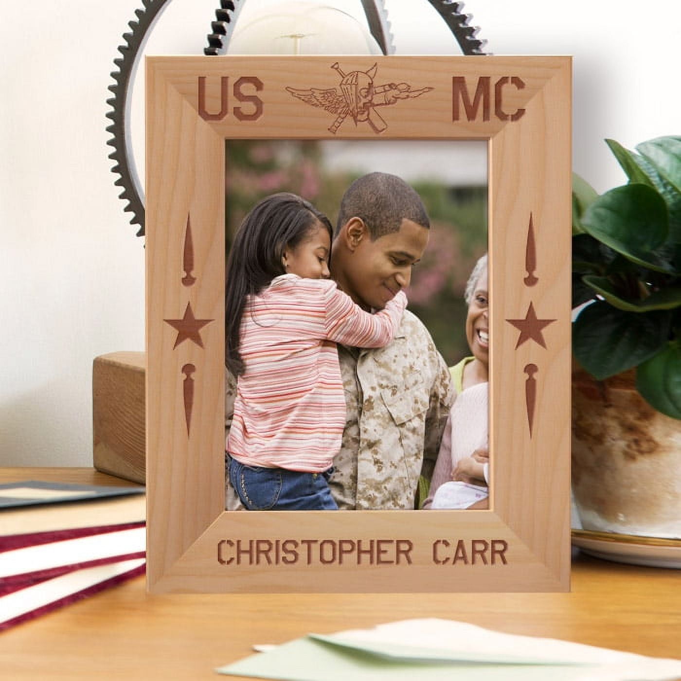 USMC Personalized Wooden Frame 5" x 7" Brown (Vertical) - Walmart.com