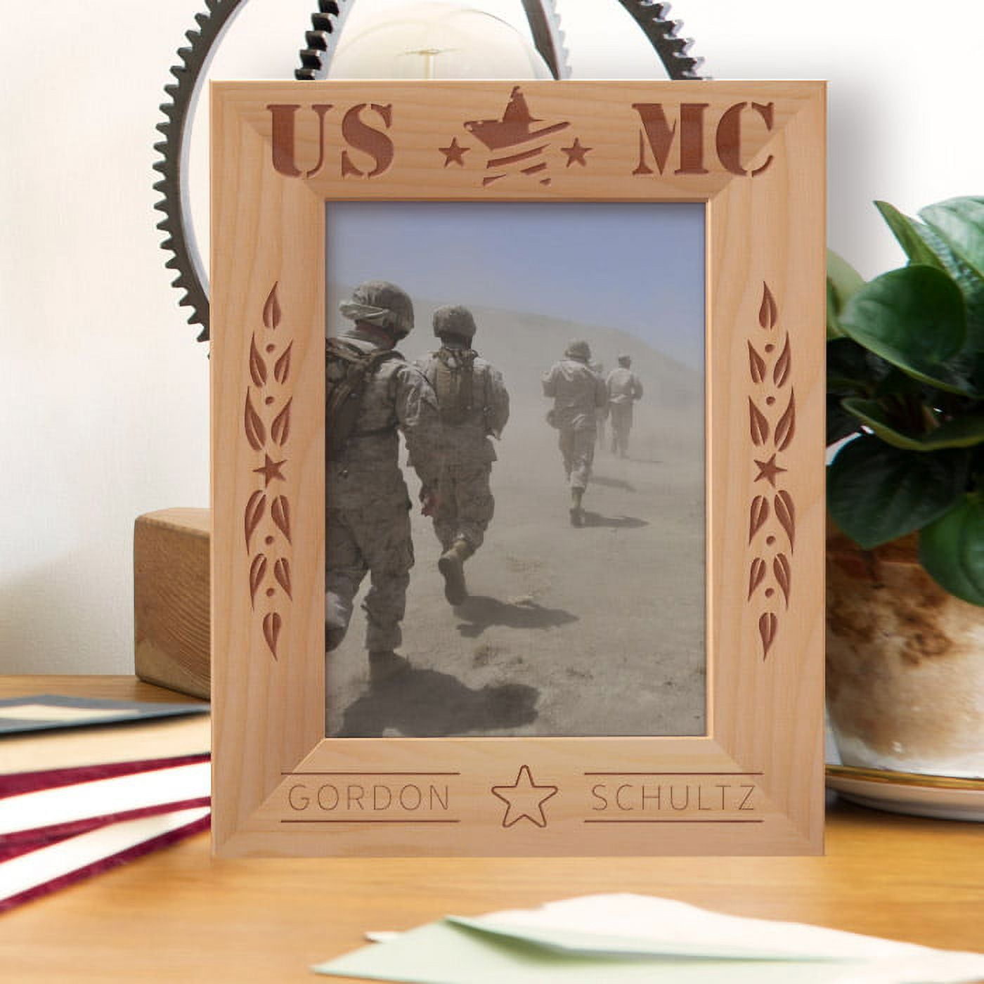 USMC Personalized Wooden Frame 5" x 7" Brown (Vertical) - Walmart.com