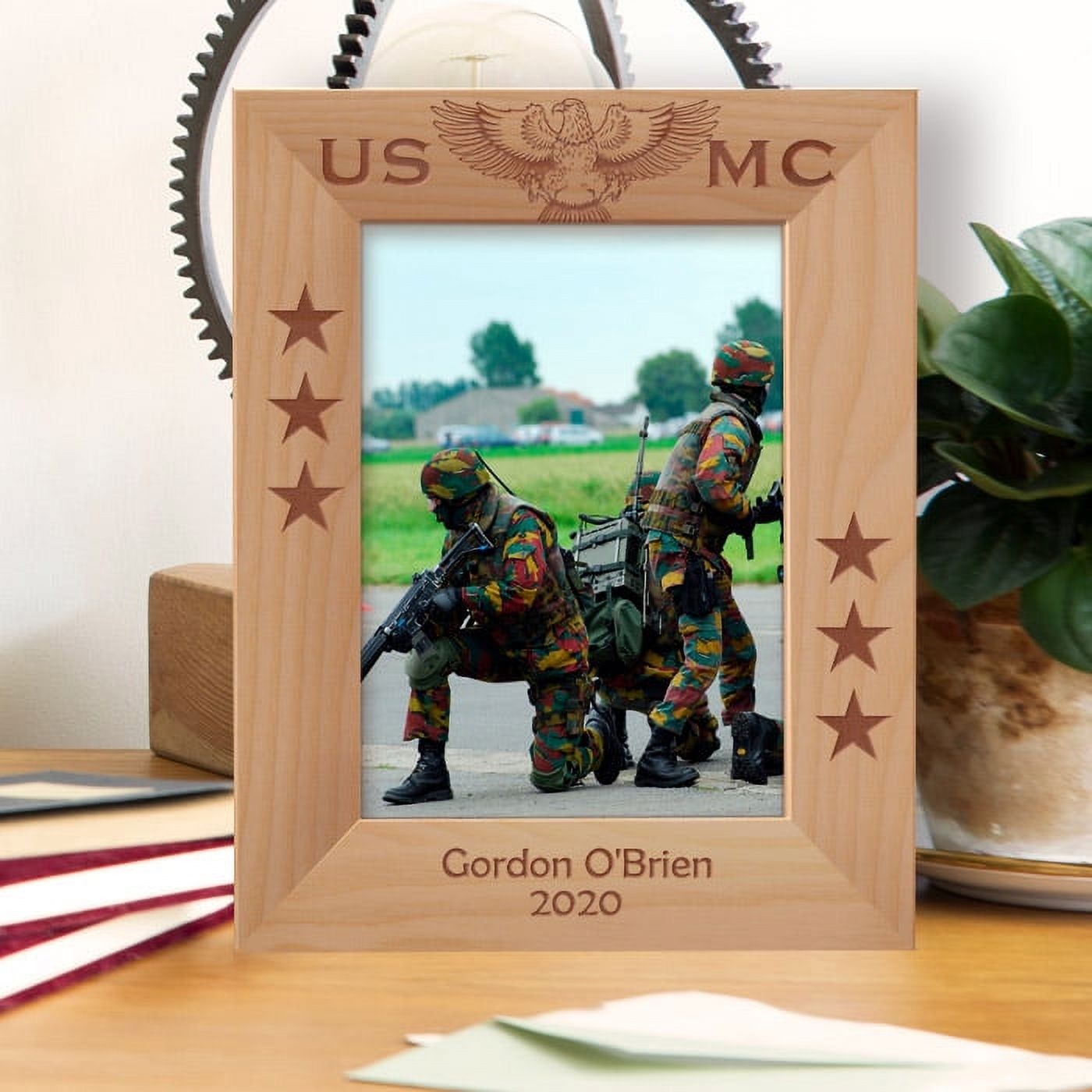 USMC Personalized Wooden Frame 5" x 7" Brown (Vertical) - Walmart.com