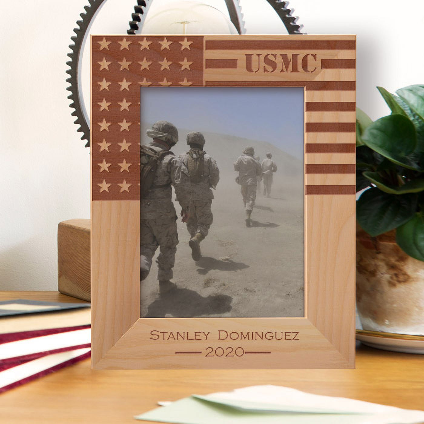 USMC Personalized Wooden Frame 5" x 7" Brown (Vertical) - Walmart.com