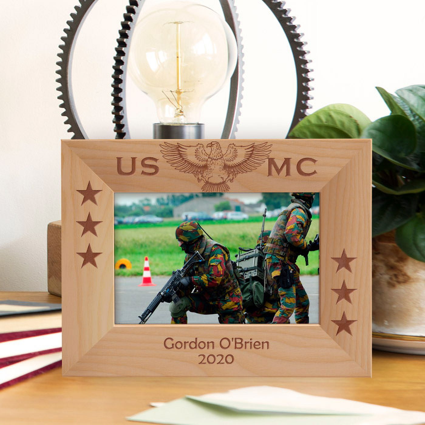 USMC Personalized Wooden Frame-6" x 4" Brown Horizontal - Walmart.com