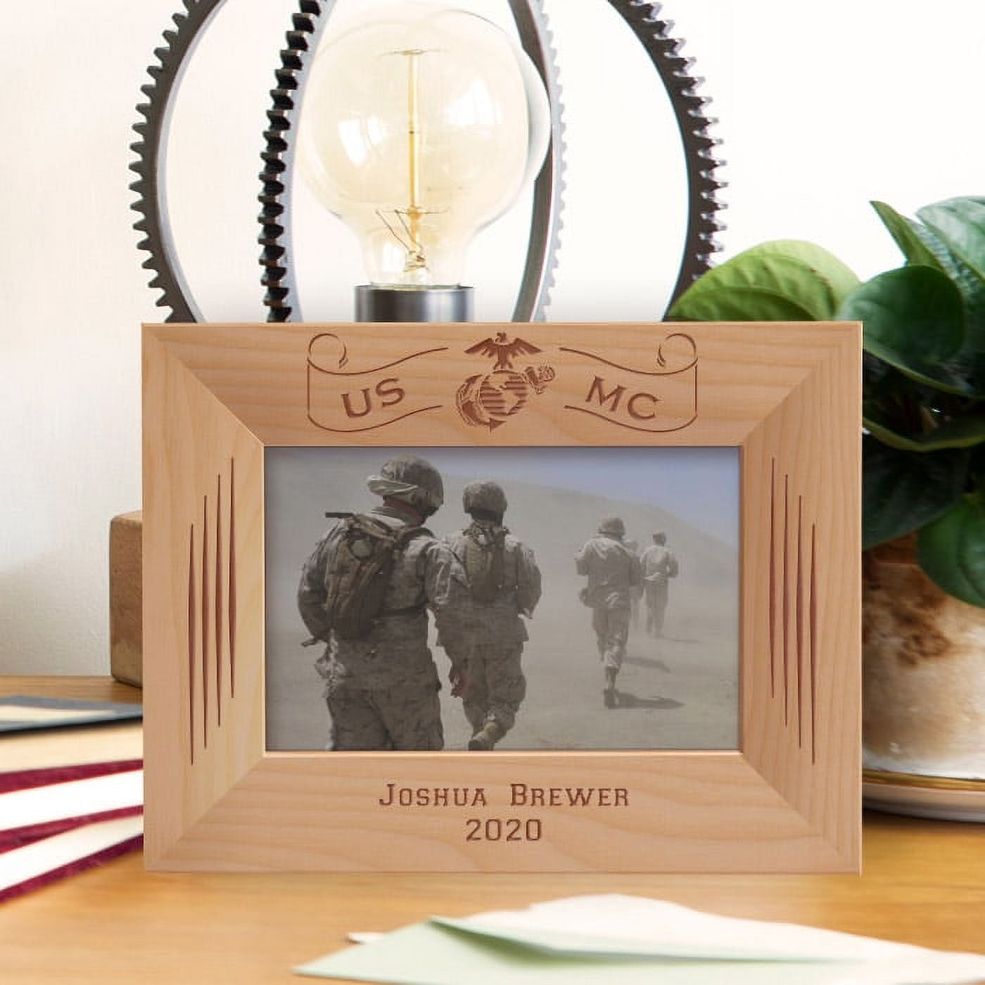 USMC Personalized Wooden Frame-6" x 4" Brown Horizontal - Walmart.com