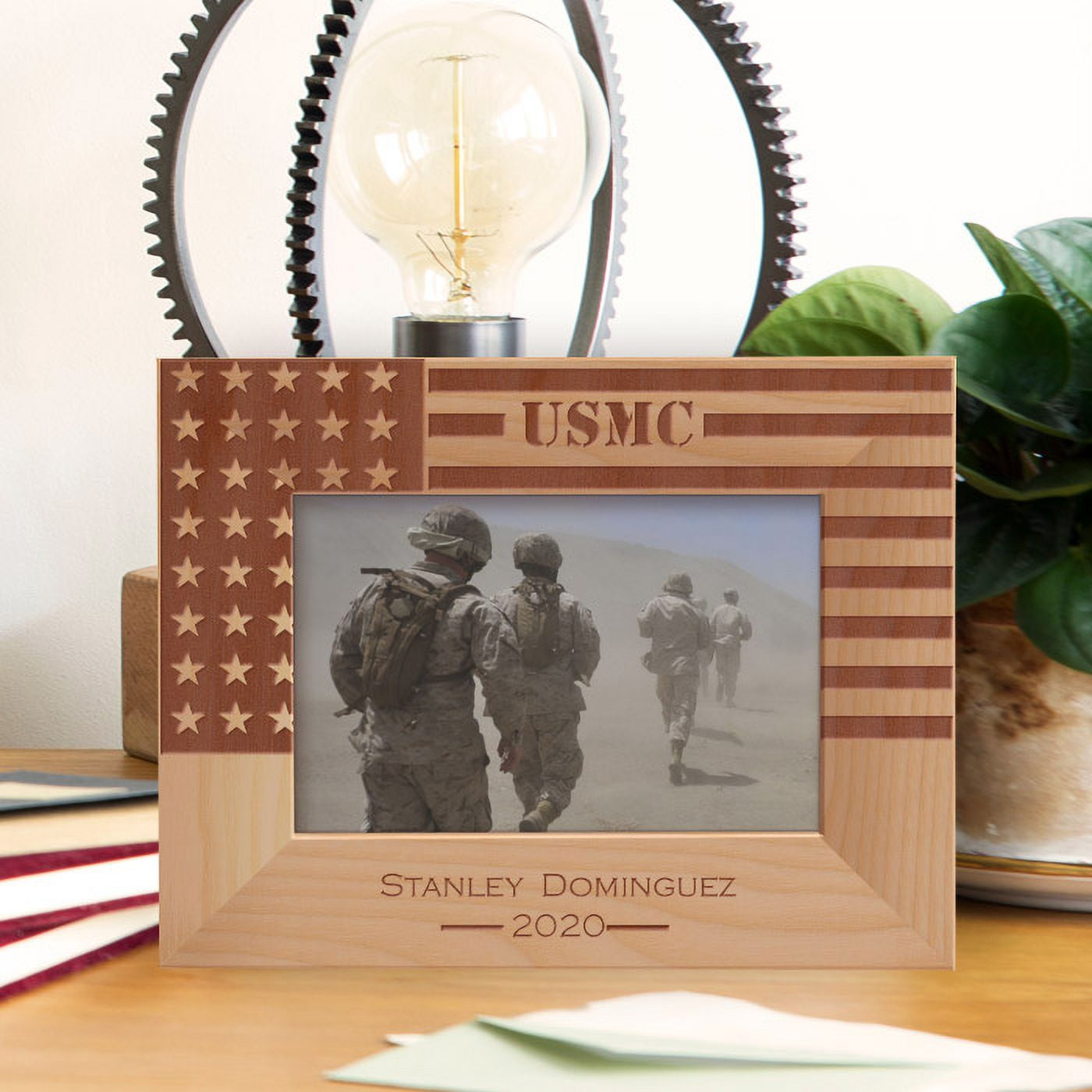 USMC Personalized Wooden Frame-6" x 4" Brown Horizontal - Walmart.com